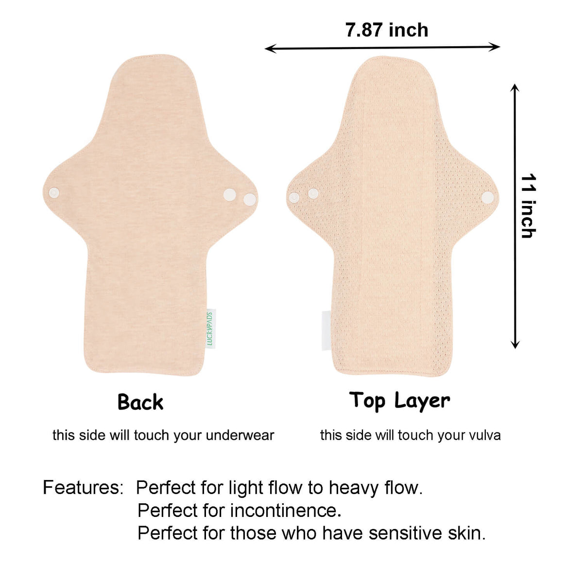 Organic Cotton Reusable Menstrual Pads for Heavy Flow, Sensitive Skin ...